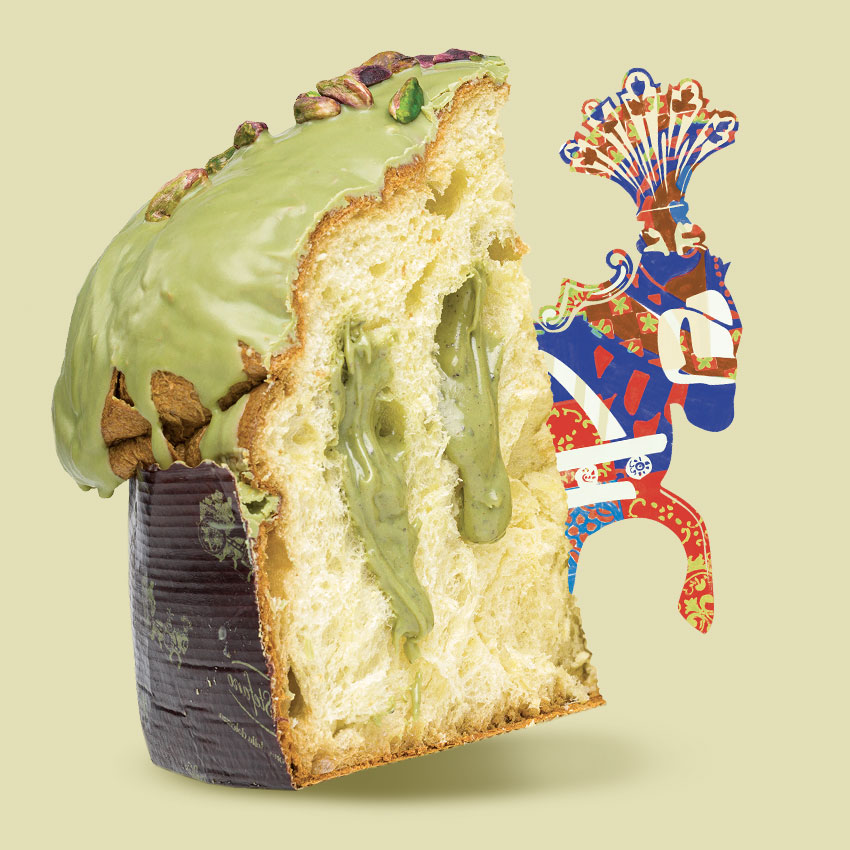 Panettone with pistachio frosting and filling | Di Stefano